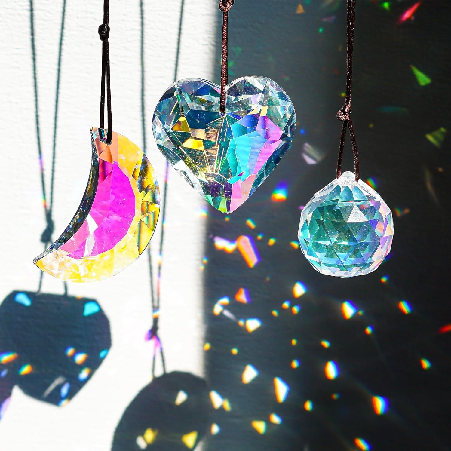 Dalrosia 3PCS Crystal Prisms Suncatchers for Windows Rainbow Maker ...