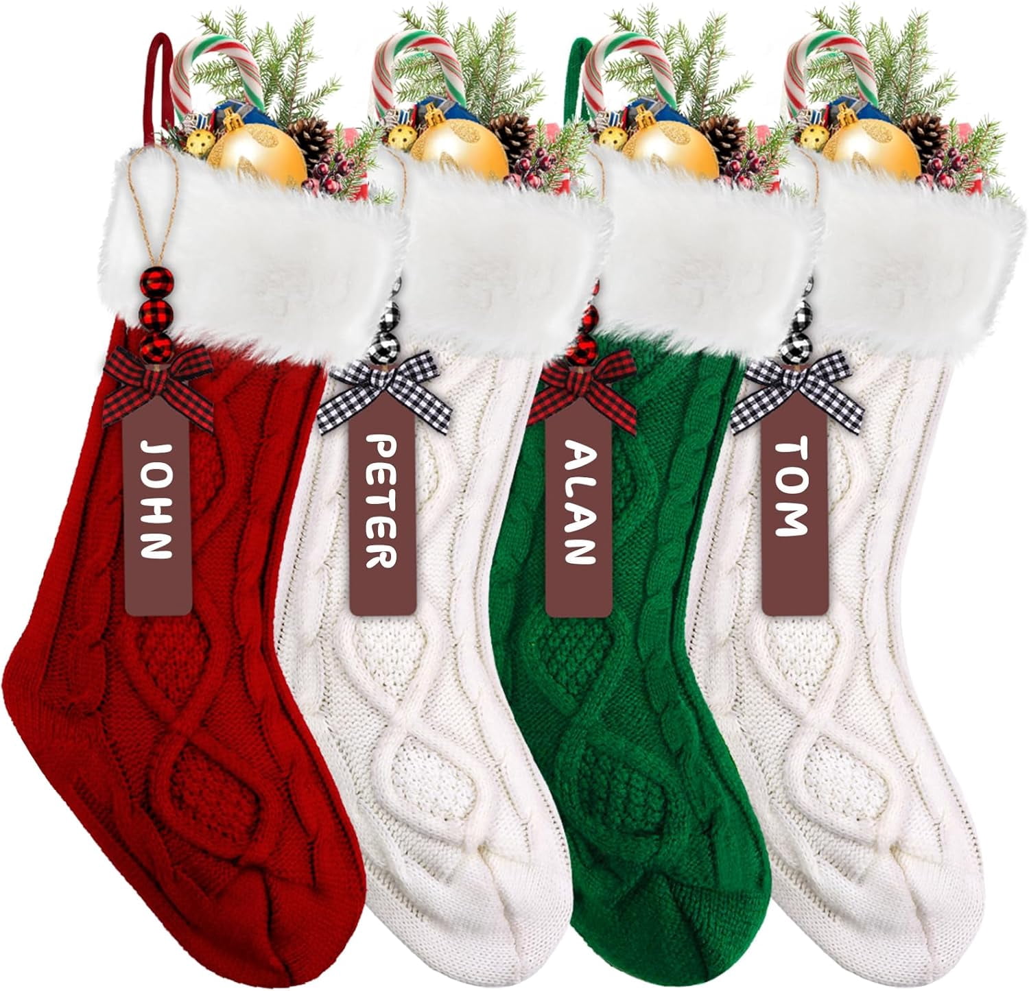 Dalrosia 4PCS Large Christmas Stockings Knitted Xmas Stockings with ...