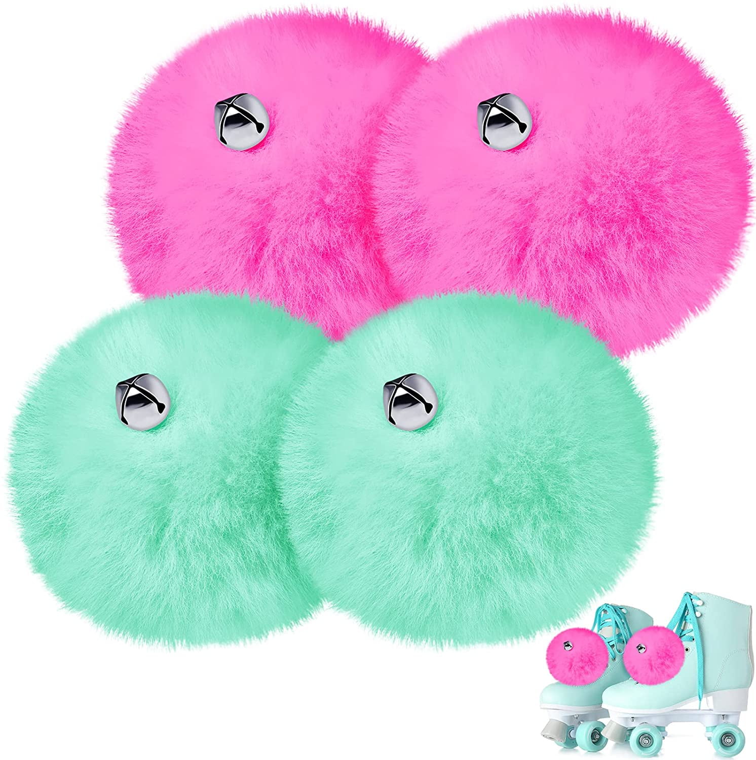 Dalrosia 4PCS Roller Skate Pom Poms with Bells for Women Girls Princess ...
