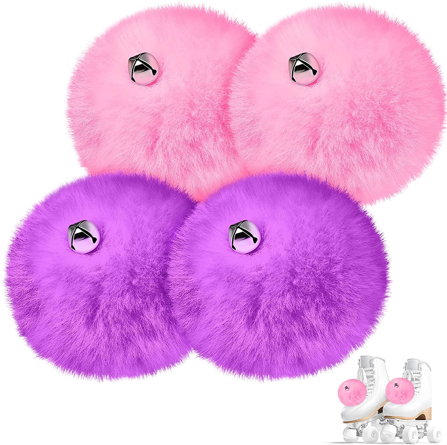 Dalrosia 4PCS Roller Skate Pom Poms with Bells for Women Girls Princess ...
