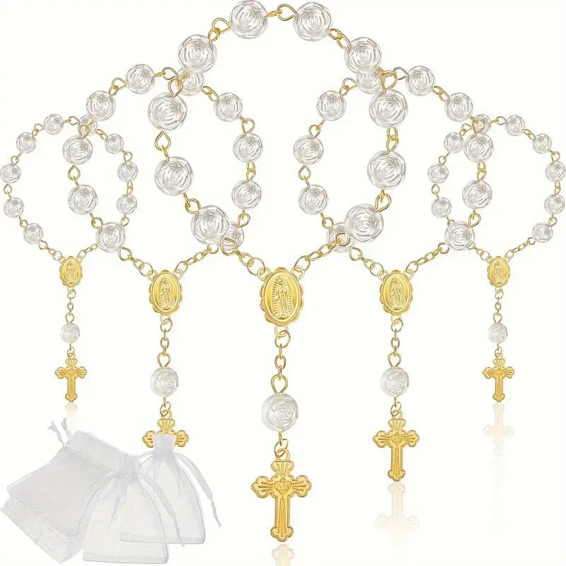 Dalrosia 5PCS Mini Rosaries Baptism Rosary Beads Acrylic Ivory Color ...