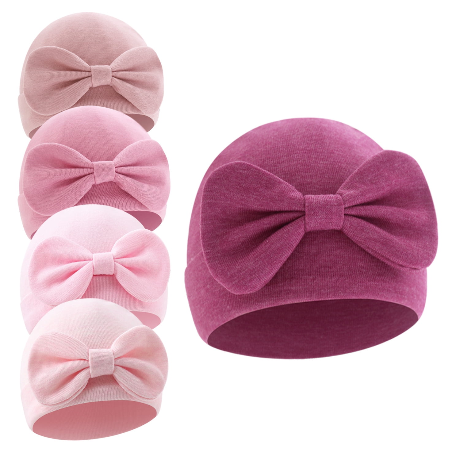 Dalrosia 5PCS Newborn Baby Girl Hats with Bow Cotton Toddler Infant ...