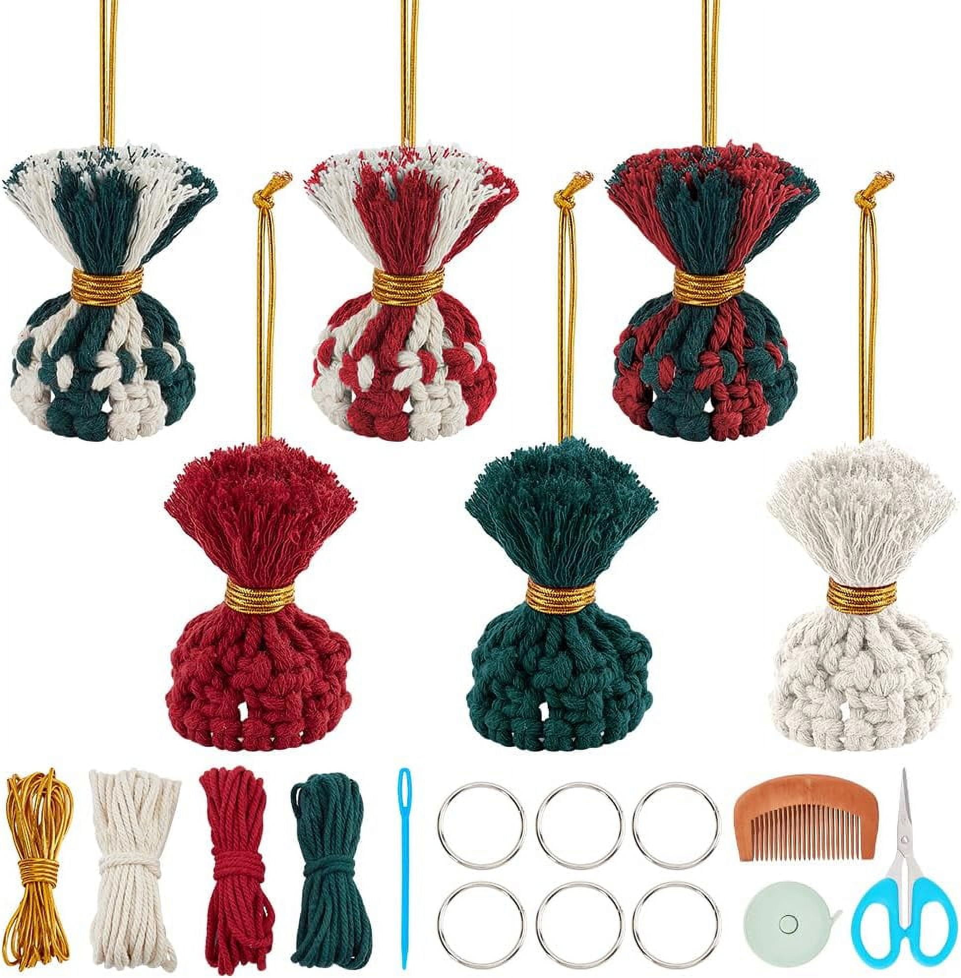 Dalrosia 6 Set DIY Macrame Christmas Gnomes Santa Claus Kit DIY Macrame ...