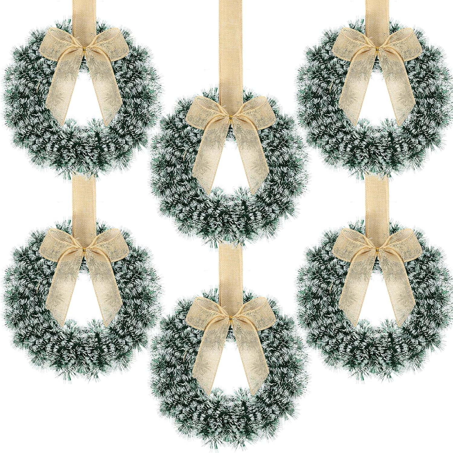 Dalrosia 6PCS Christmas Wreaths with Bow Tinsel Wreaths Crafts Kitchen ...