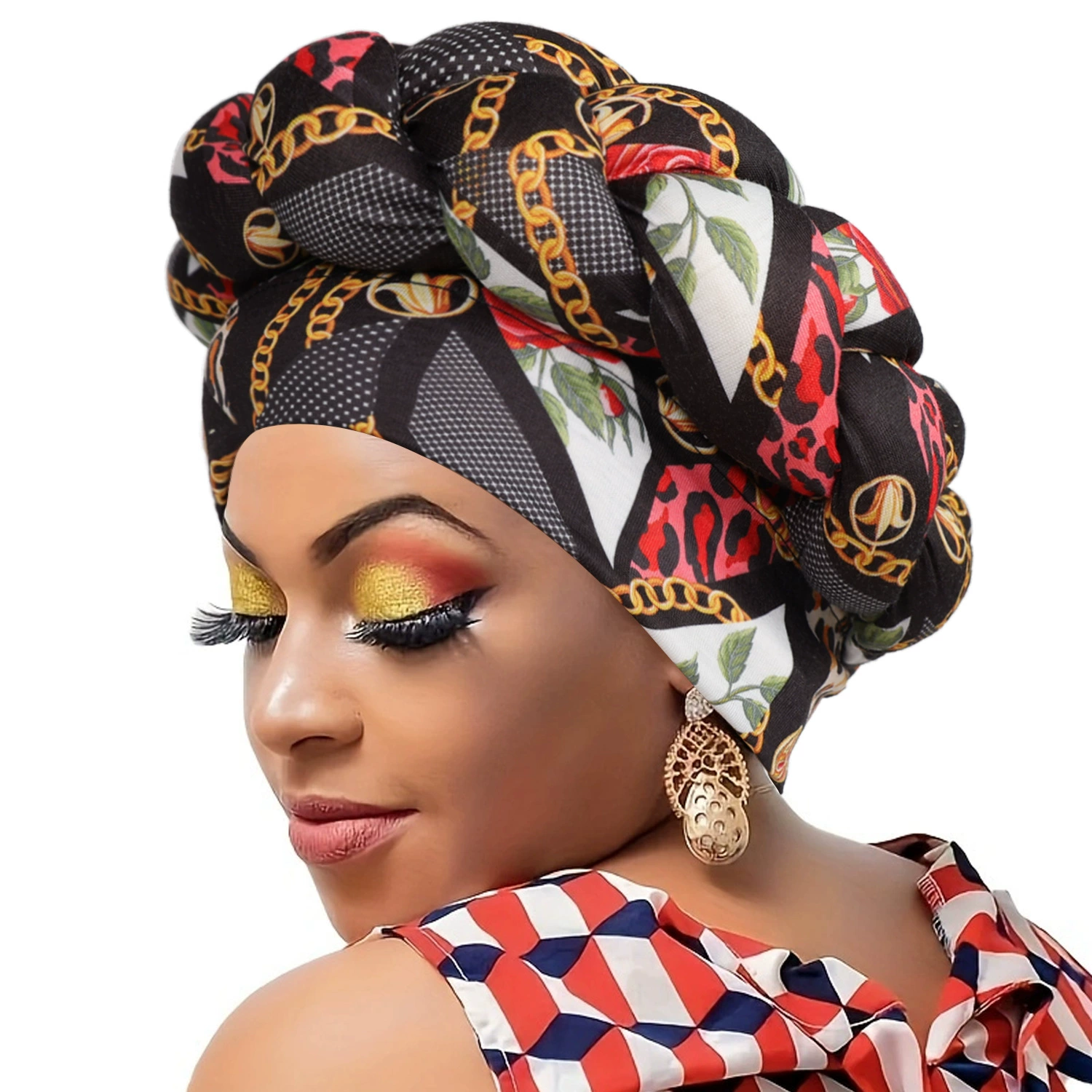 Dalrosia African Turban Head Wrap Floral Braid Beanie Cap Headwear Boho ...