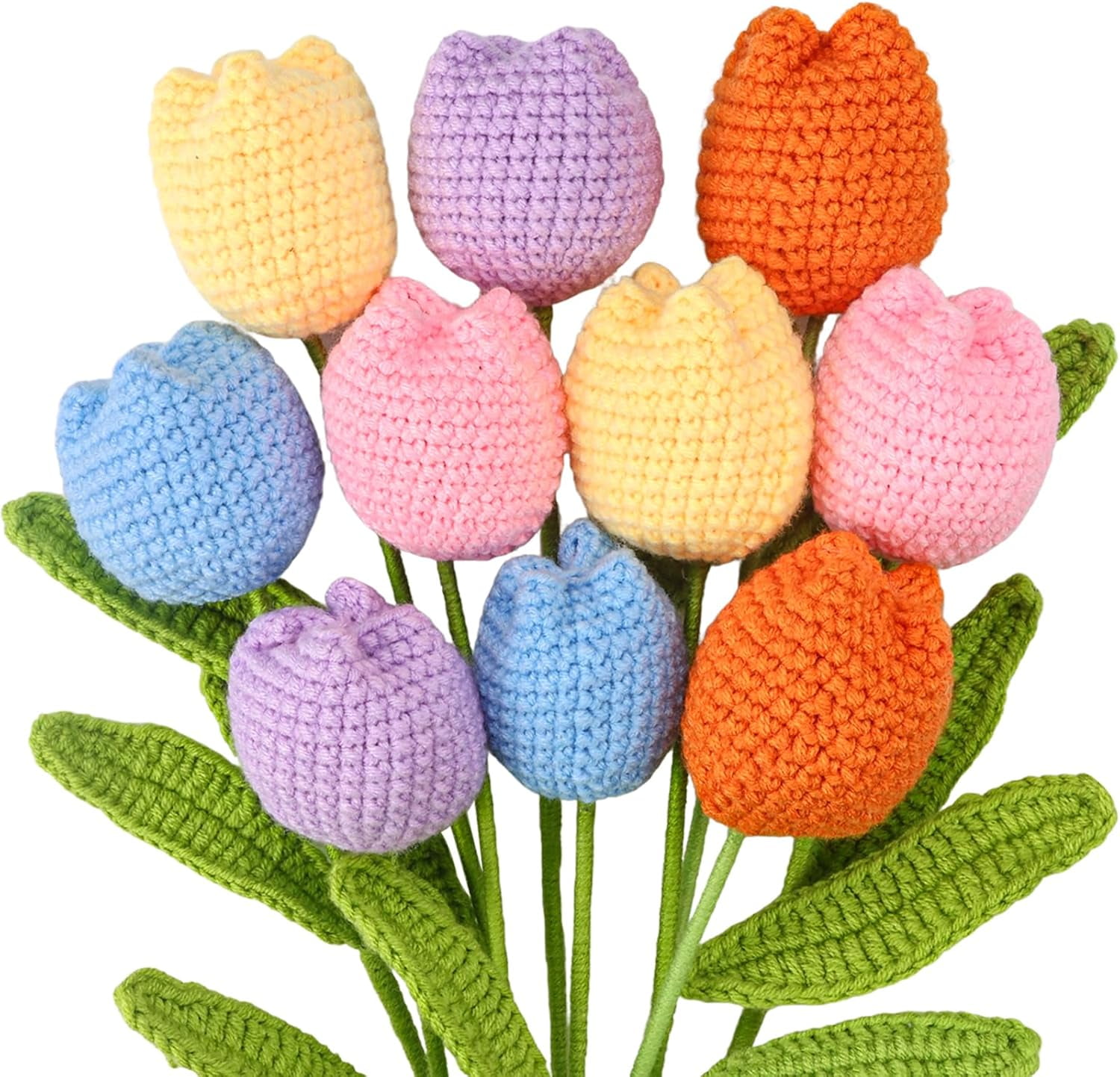 Dalrosia Artificial Flowers Crochet Flowers Completed Handmade Tulip ...