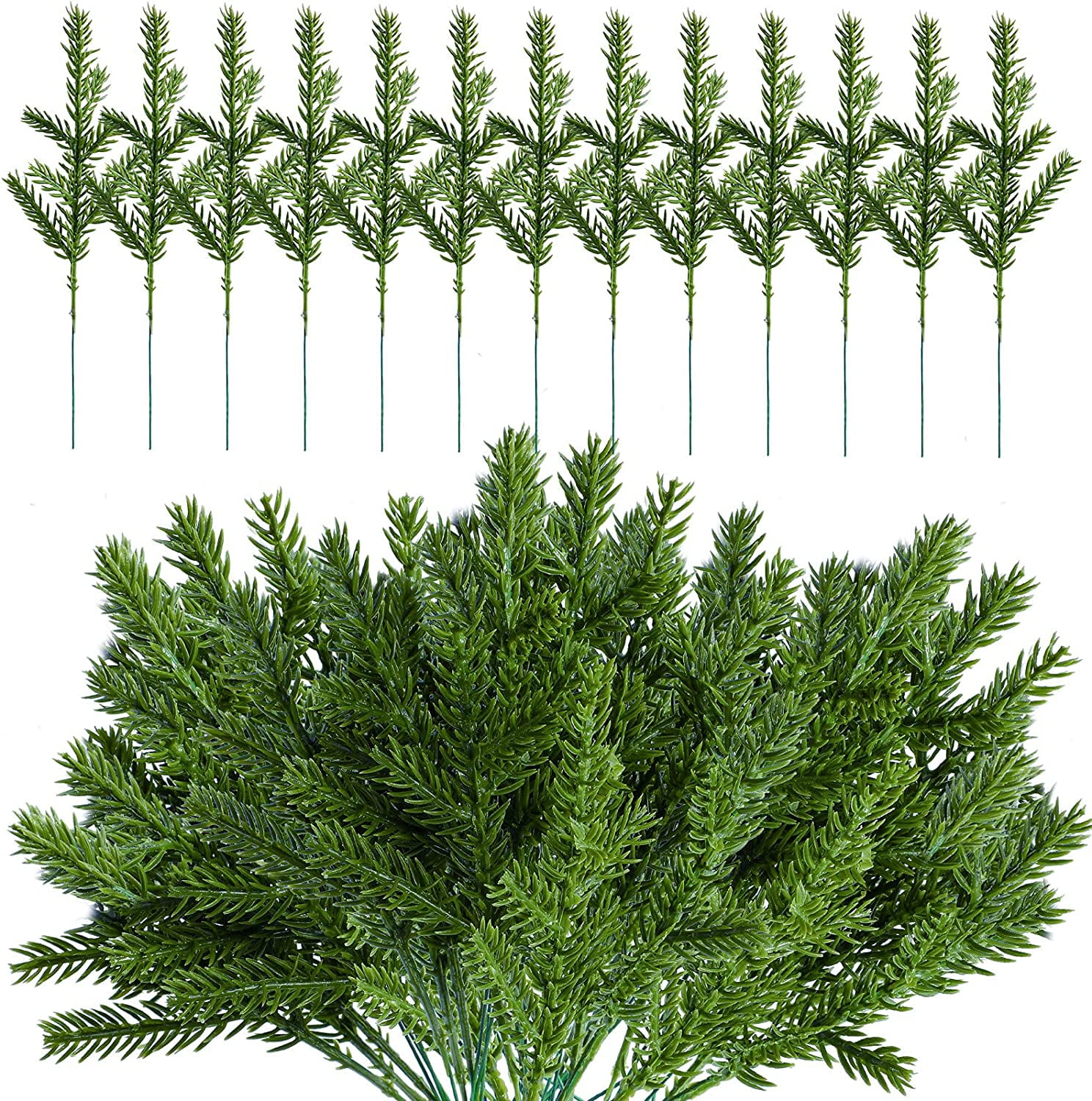 Dalrosia Artificial Pine Needles Branches Garland-6.7x2.0 Inch Green ...