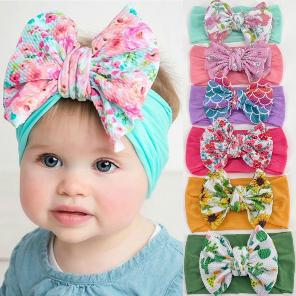 Dalrosia Baby Girls Big Bow Headband, Turban Knotted Hair Bands, Wide ...