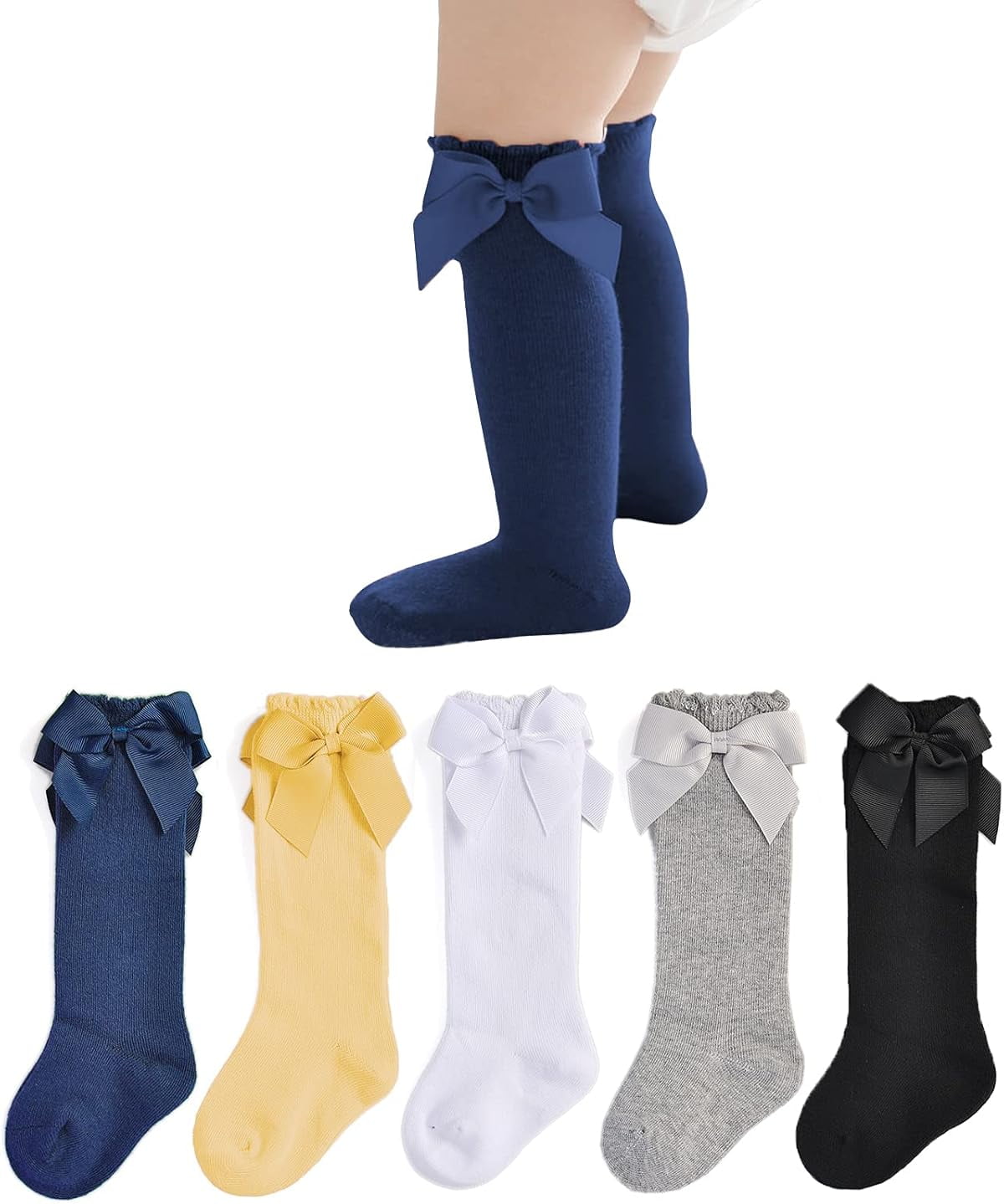Dalrosia Baby Girls Knee High Socks Cotton Uniform Socks Tube Ruffled ...