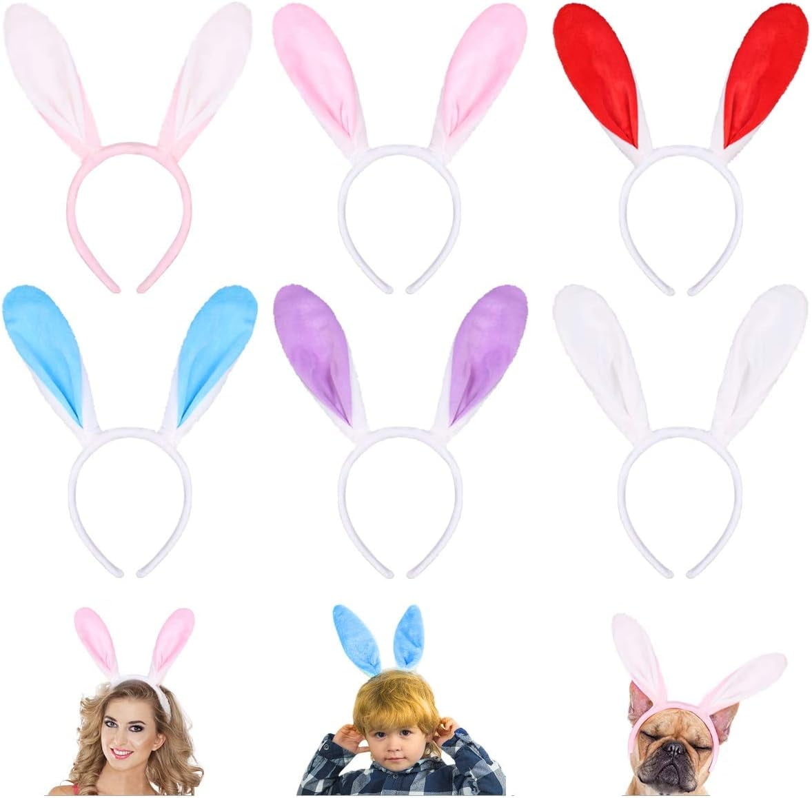 Dalrosia Bunny Ears Headbands, Rabbit Ear Hairbands for Easter Party ...