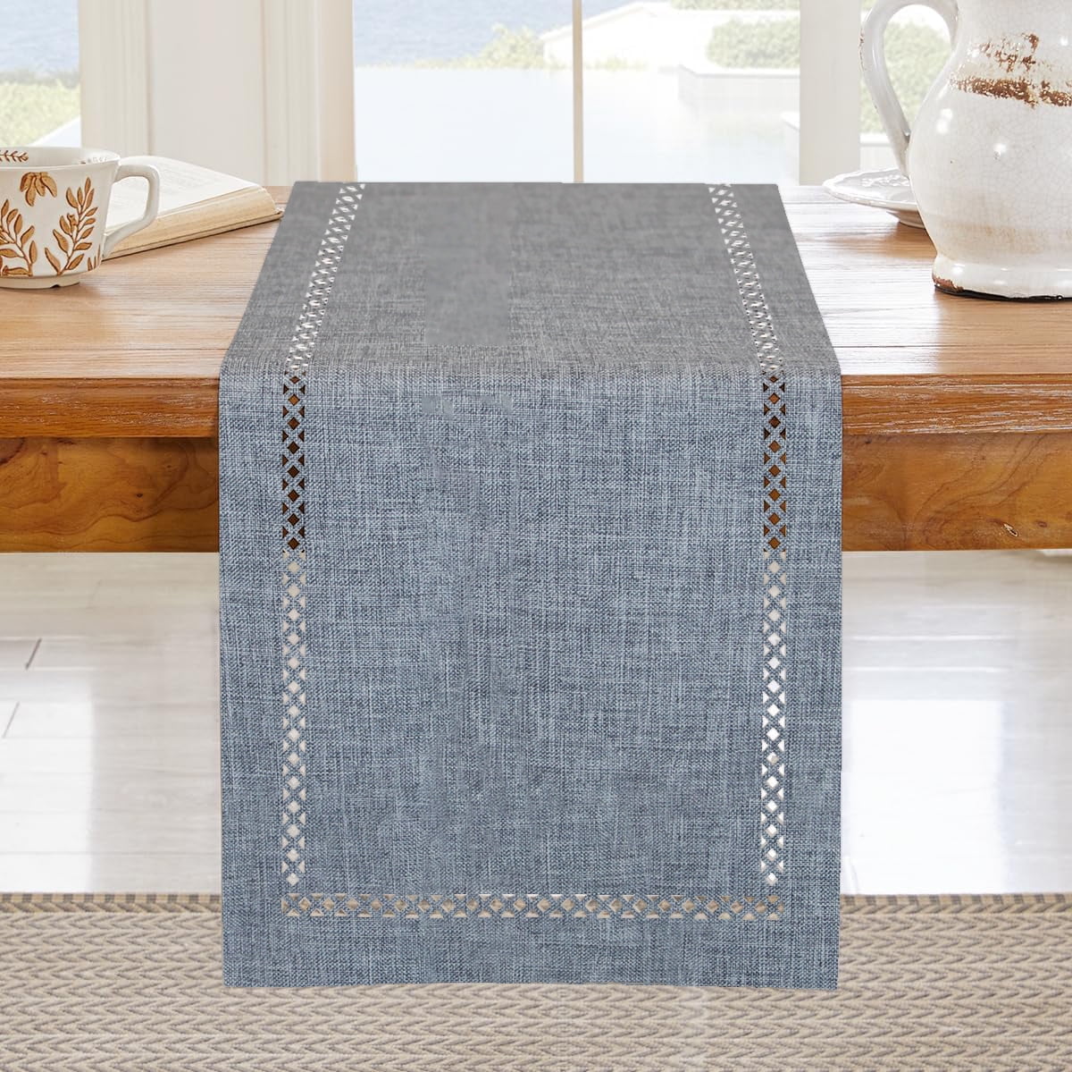 Dalrosia Burlap Style Farmhouse Table Runner, 13 x 72 Inch, Rustic ...