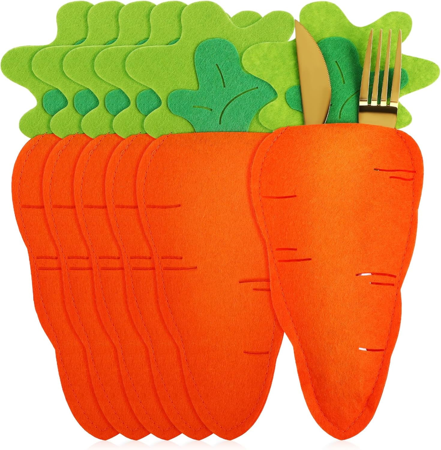 Dalrosia Carrot Shaped Felt Fabric Orange 6 Pcs Cutlery Holders Bag ...