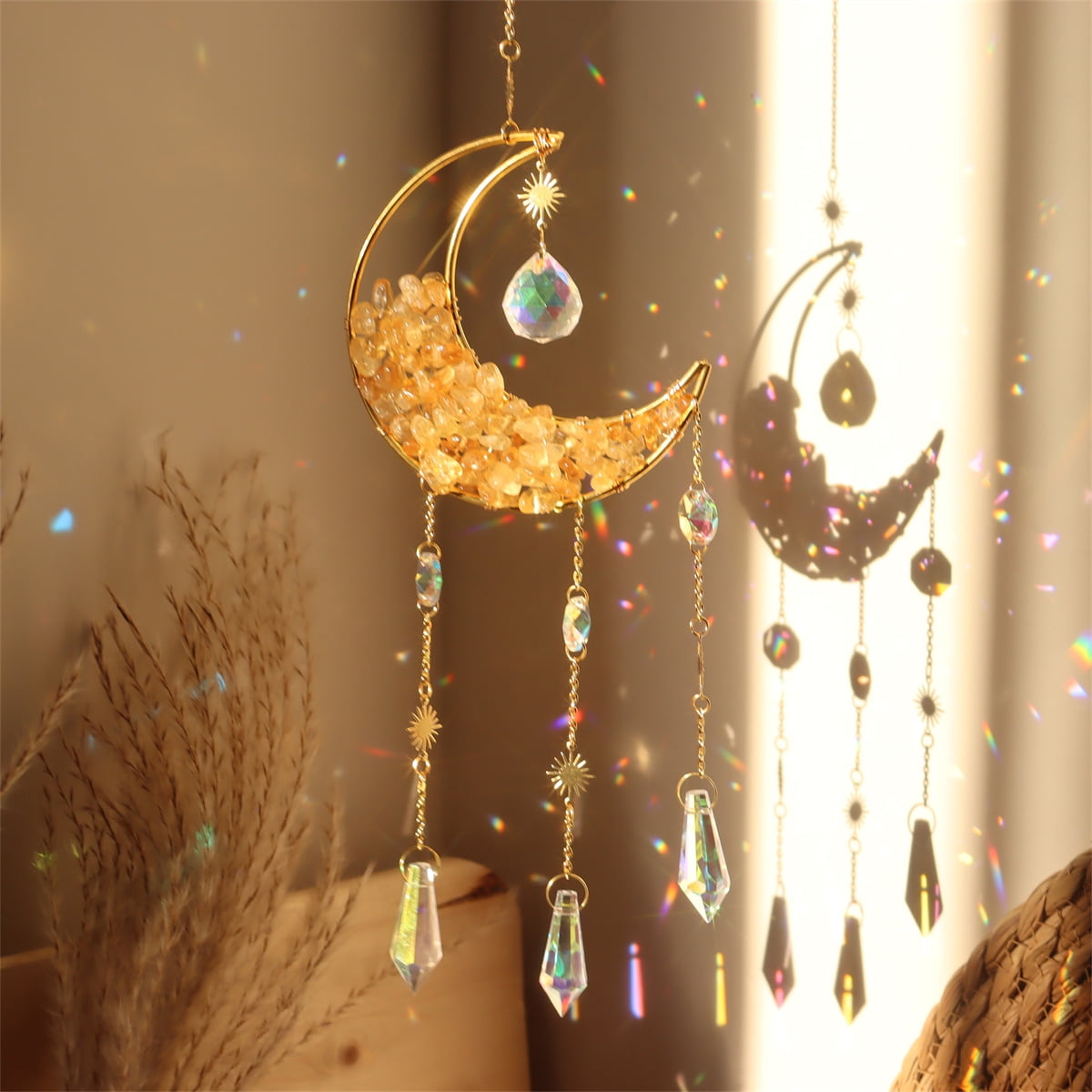 Dalrosia Crystal Suncatcher with Moon Shaped Amethyst Stones ...