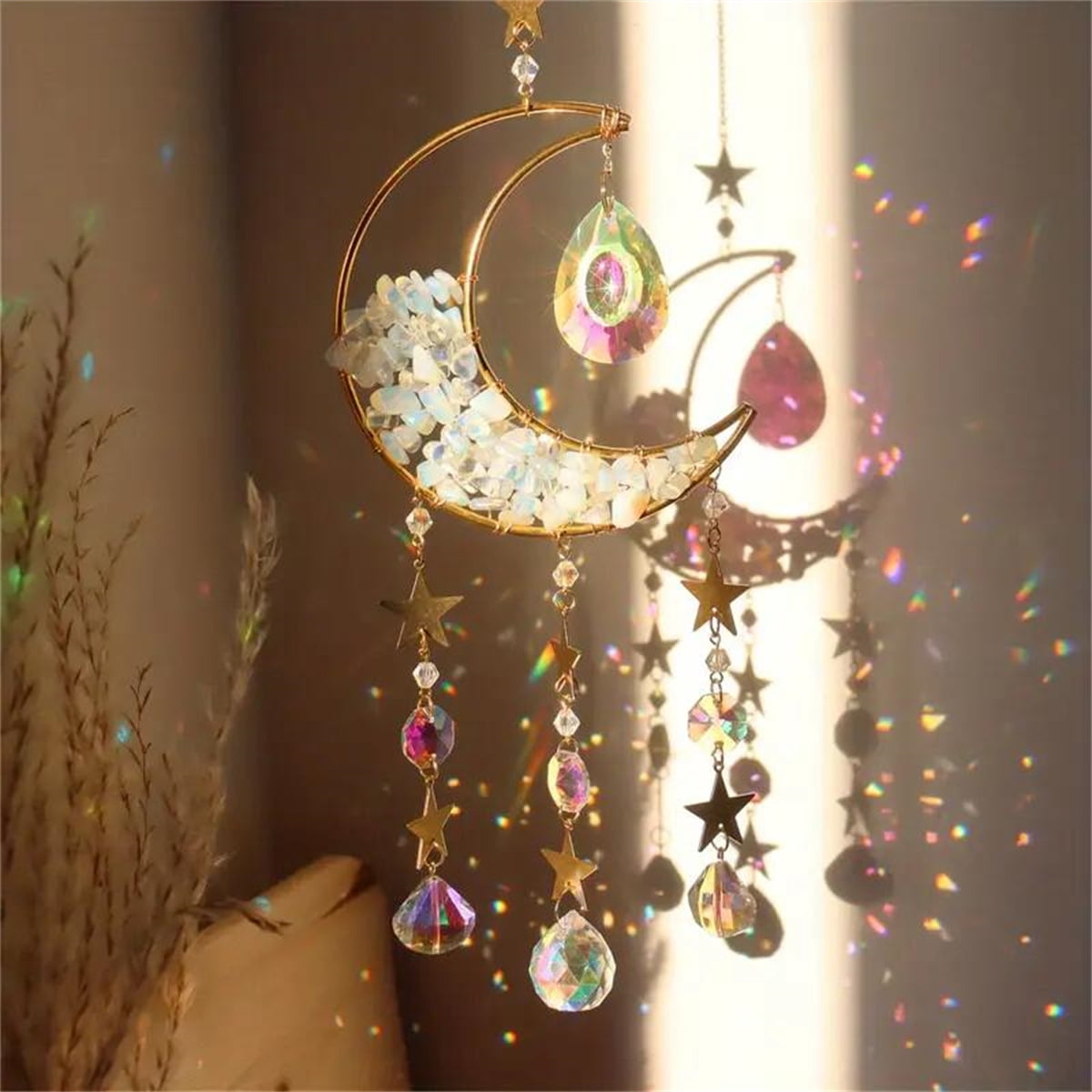 Dalrosia Crystal Suncatcher with Moon Shaped Amethyst Stones ...