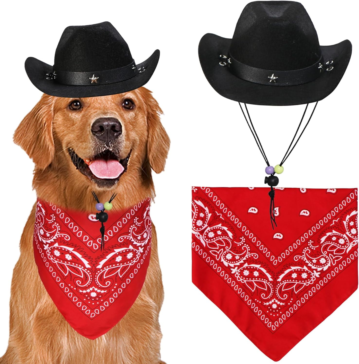 Dalrosia Dogs Cat Pet Cowboy Costume Cowboy Hat with Bandana Set for ...