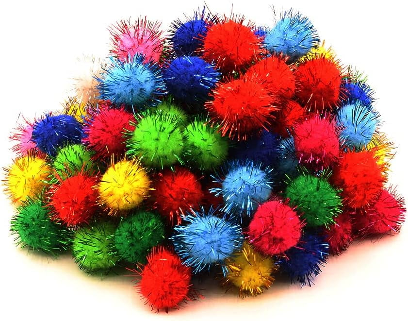Dalrosia Glitter Tinsel Pom Poms Sparkle Balls for DIY Craft/Party ...