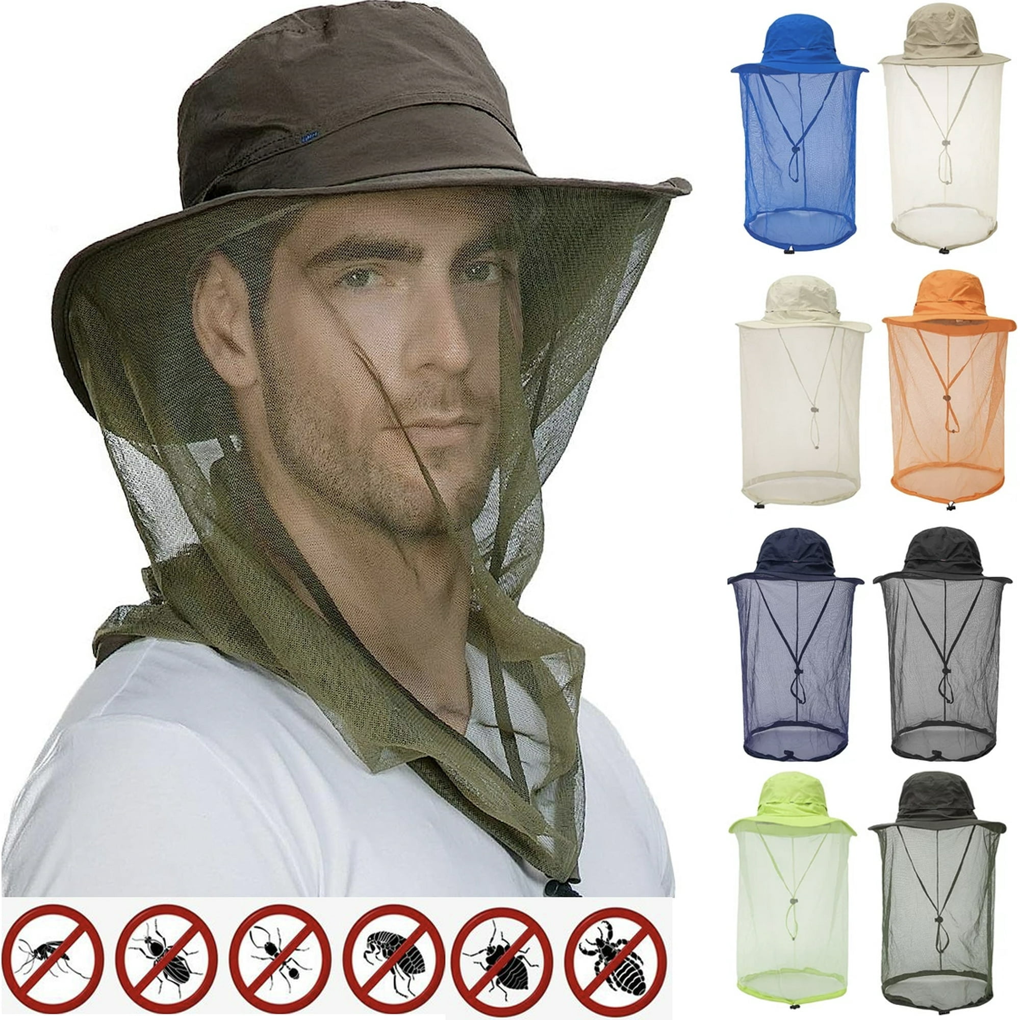 Dalrosia Head Net Hat, Nylon Mesh Veil Bucket Hat Safari Hat Sun Hat ...