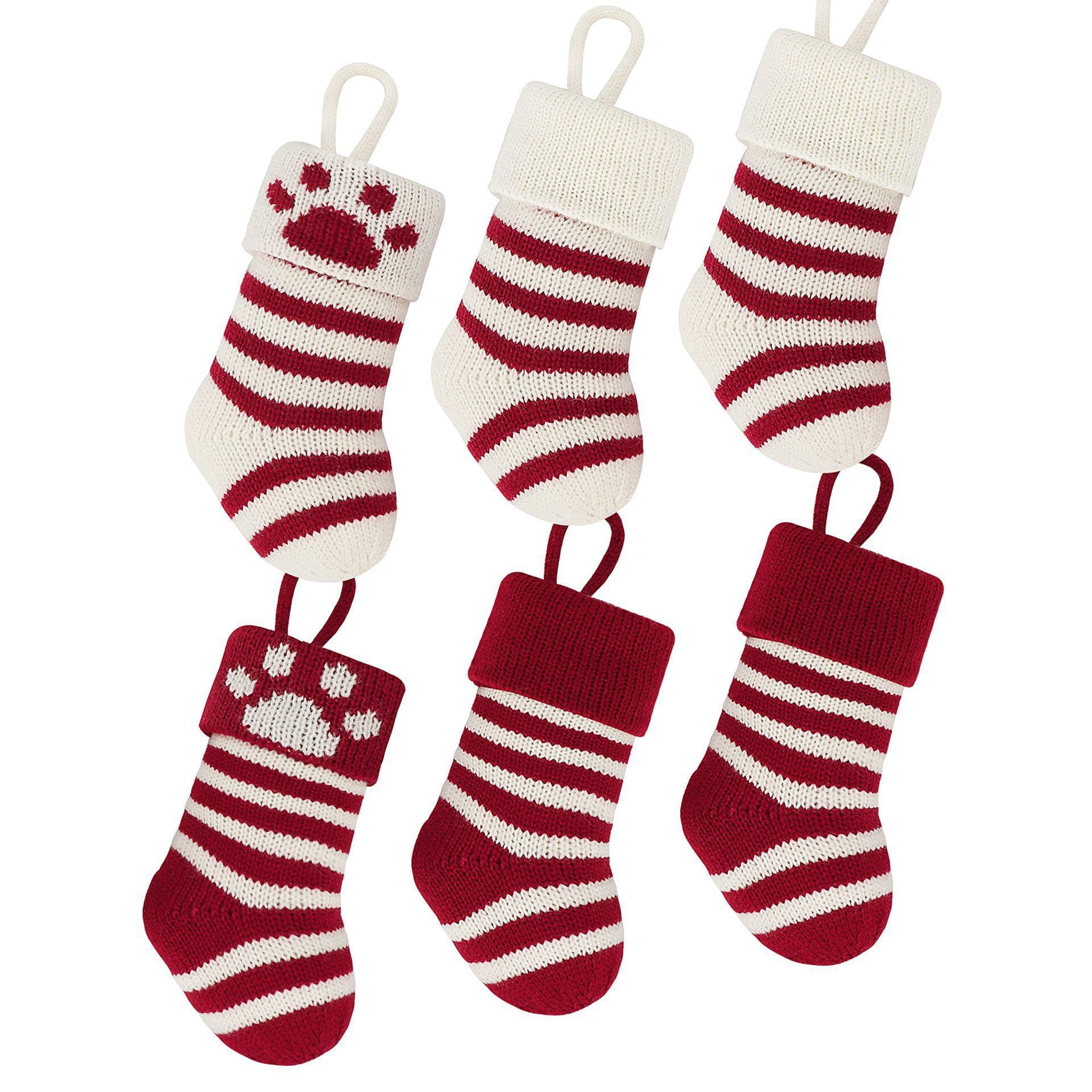 Dalrosia Knited Christmas Stockings 8'' Red White Strips Chirstmas ...