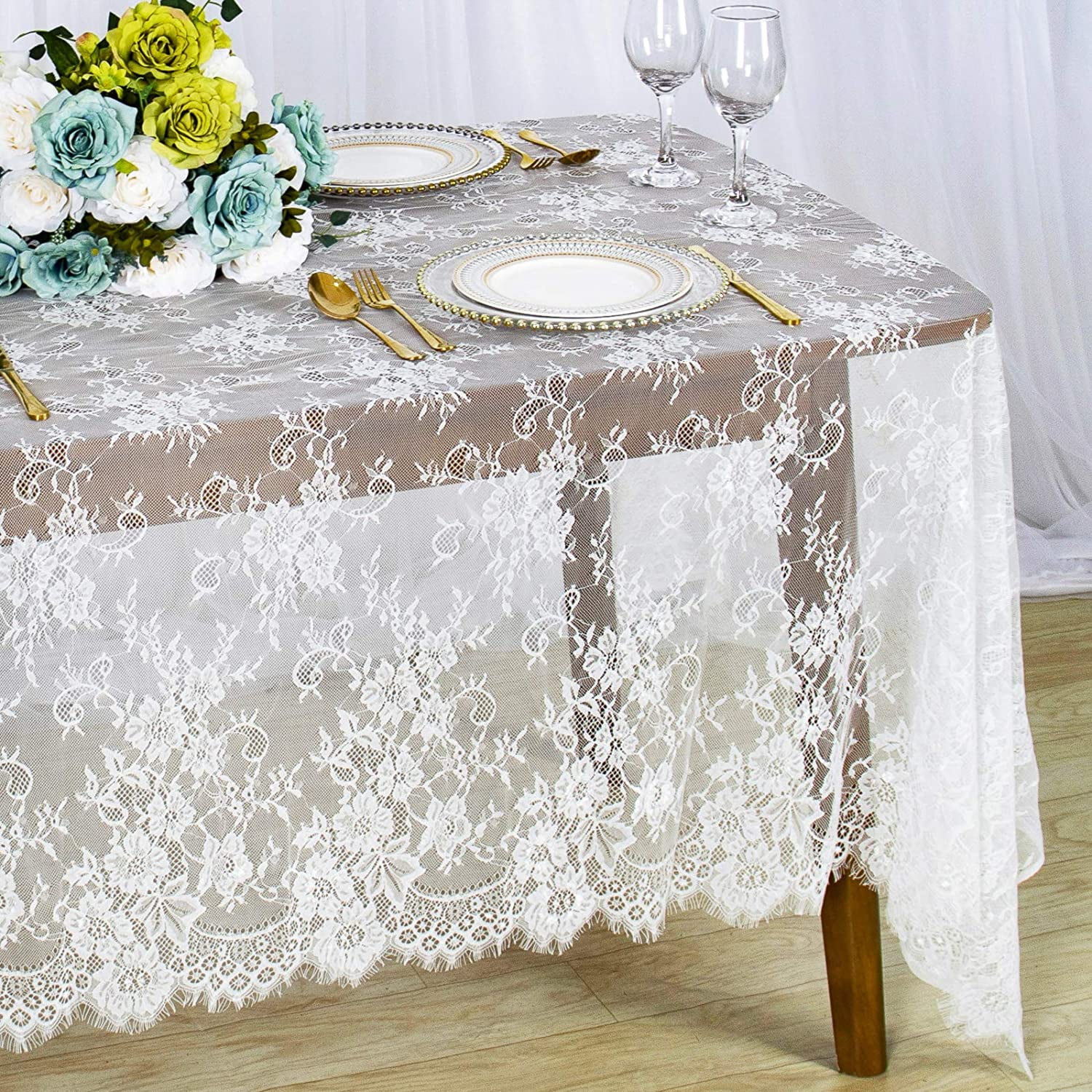 Dalrosia Lace Tablecloth White Lace Overlays Rustic Table Cloth Runner ...