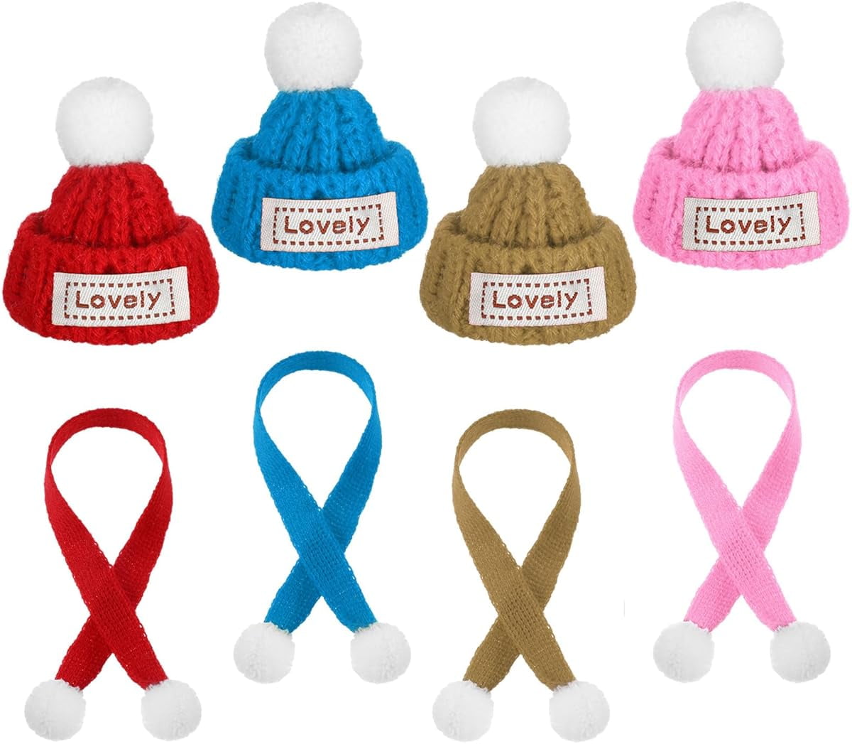 Dalrosia Mini Knit Hat Mini Christmas Scarf Set Mini Santa Hats for ...