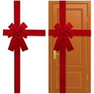 Clerance! Christmas Cabinet Door Ribbon Big Red Bow Large Door Lace ...