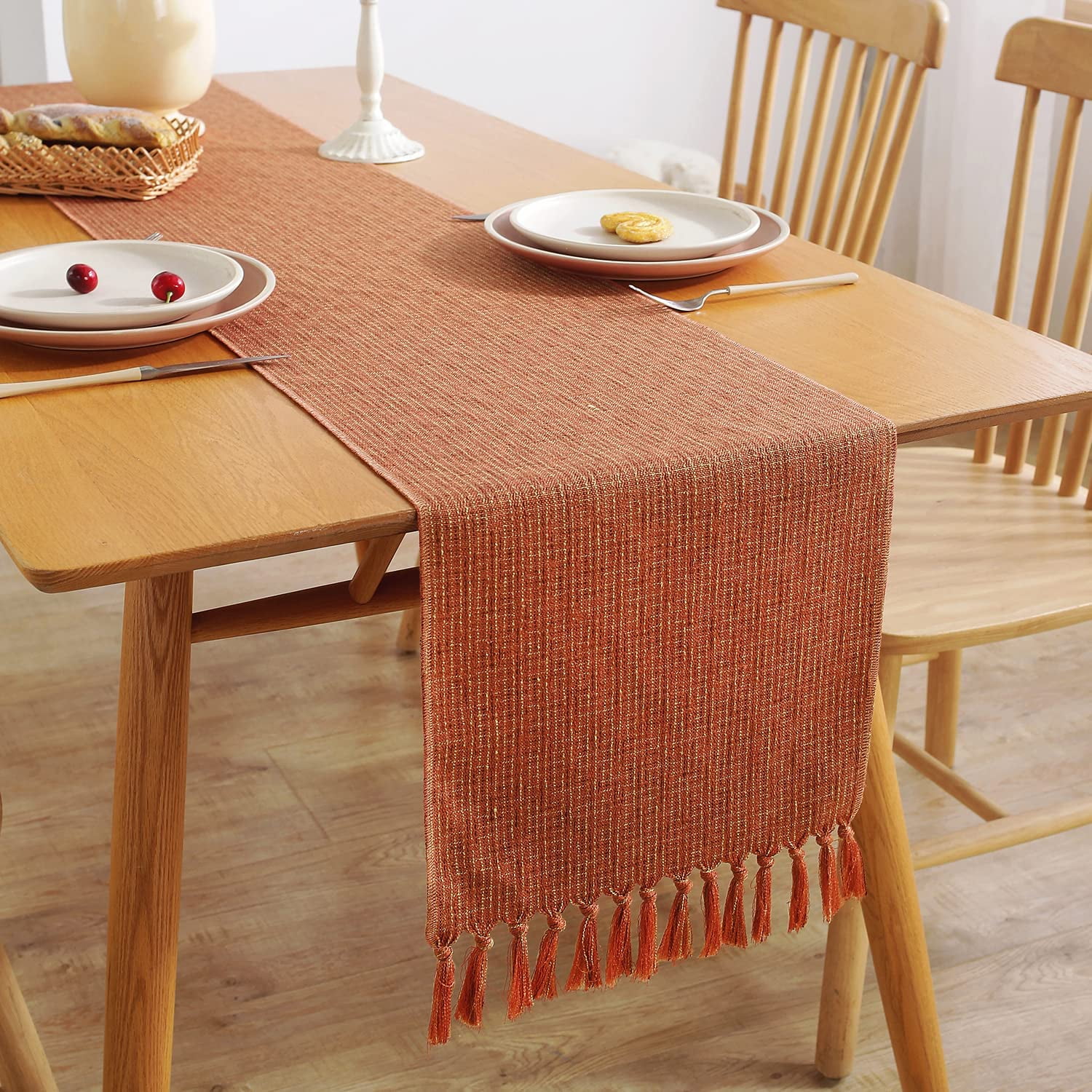 Dalrosia Rustic Farmhouse Style Table Runner, Boho Thick Burlap Linen ...