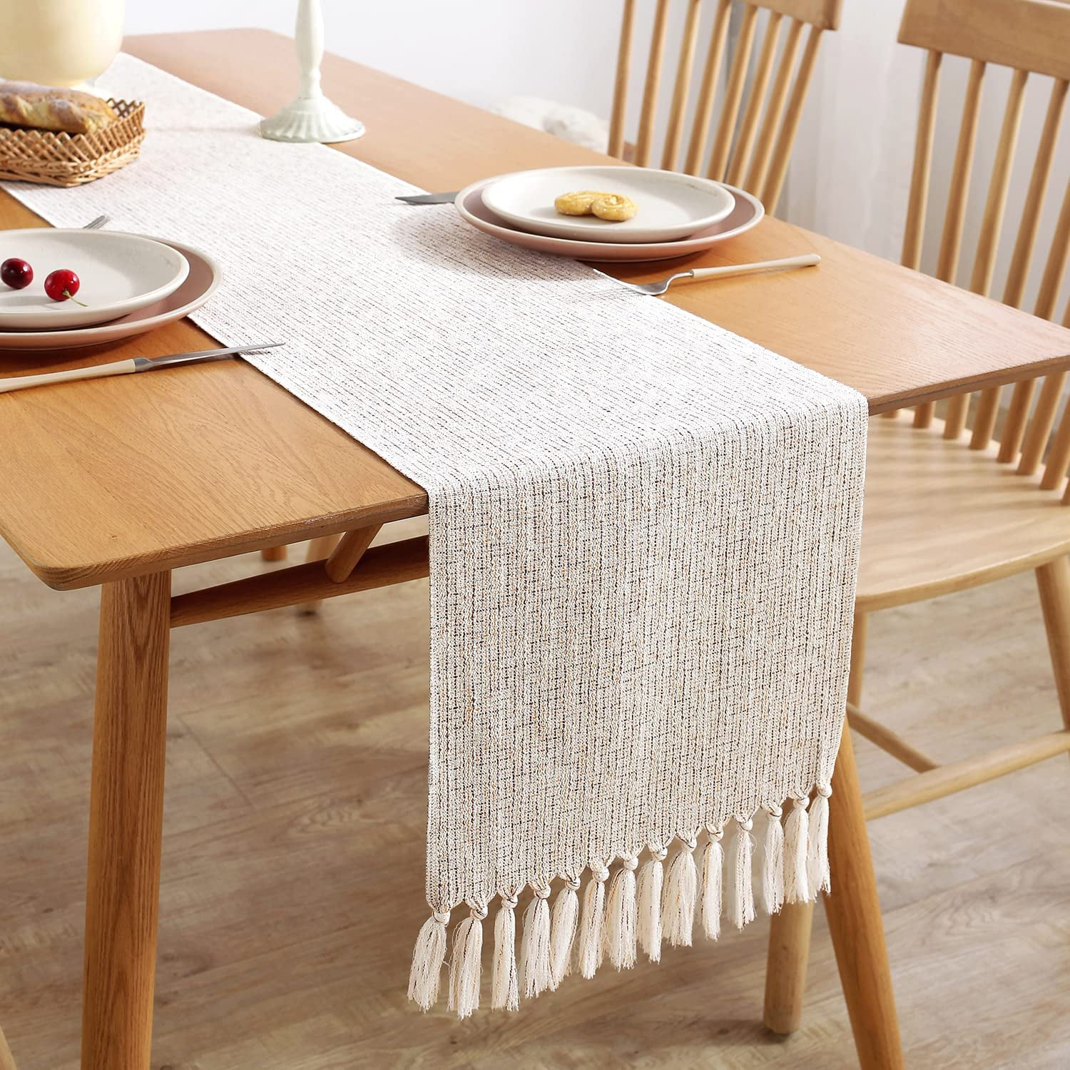 Dalrosia Rustic Farmhouse Style Table Runner, Boho Thick Burlap Linen ...