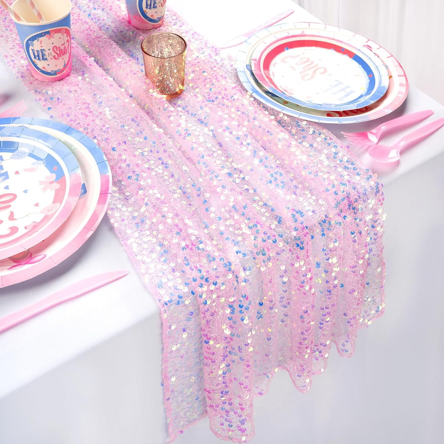 Dalrosia Sequin Table Runner, Glitter Table Runner 12x108in Sparkle ...
