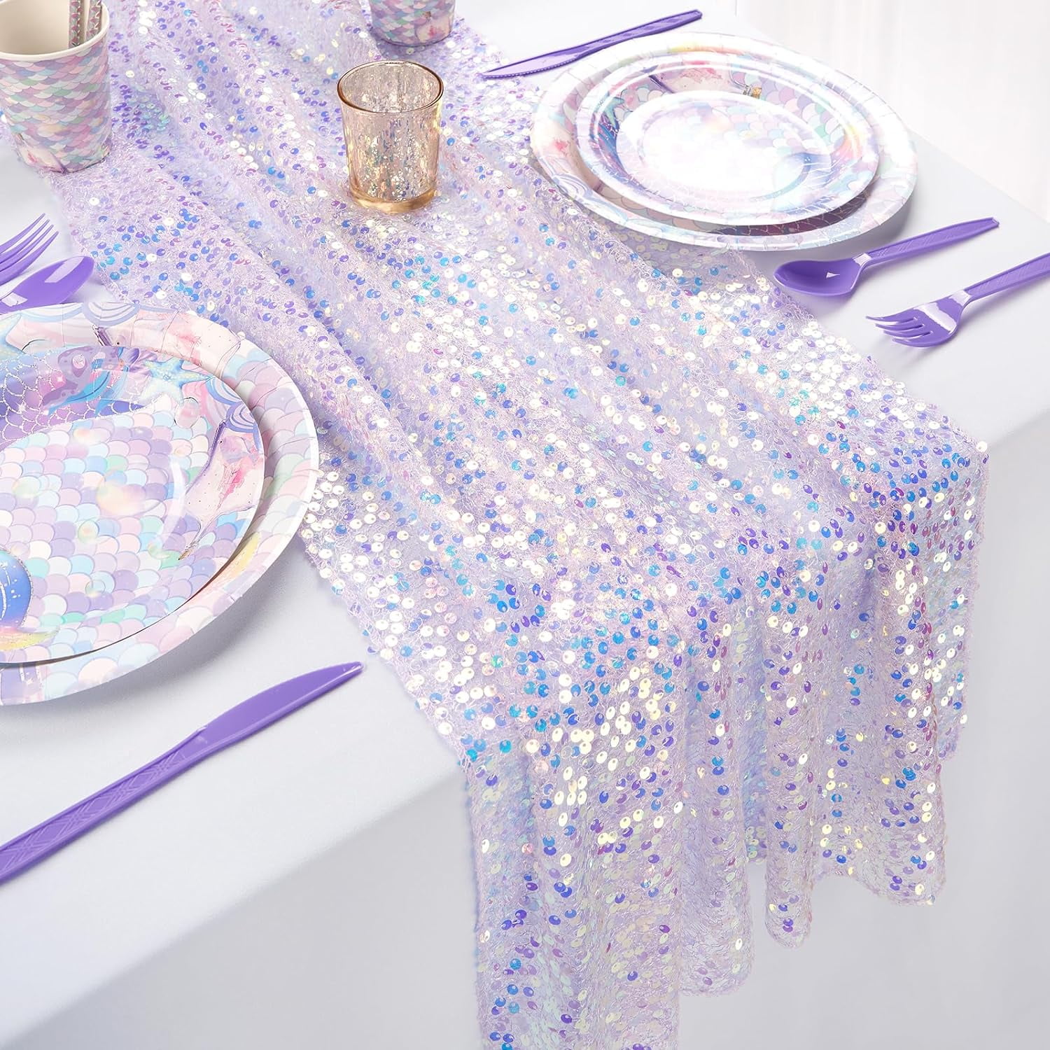 Dalrosia Sequin Table Runner, Glitter Table Runner 12x108in Sparkle ...
