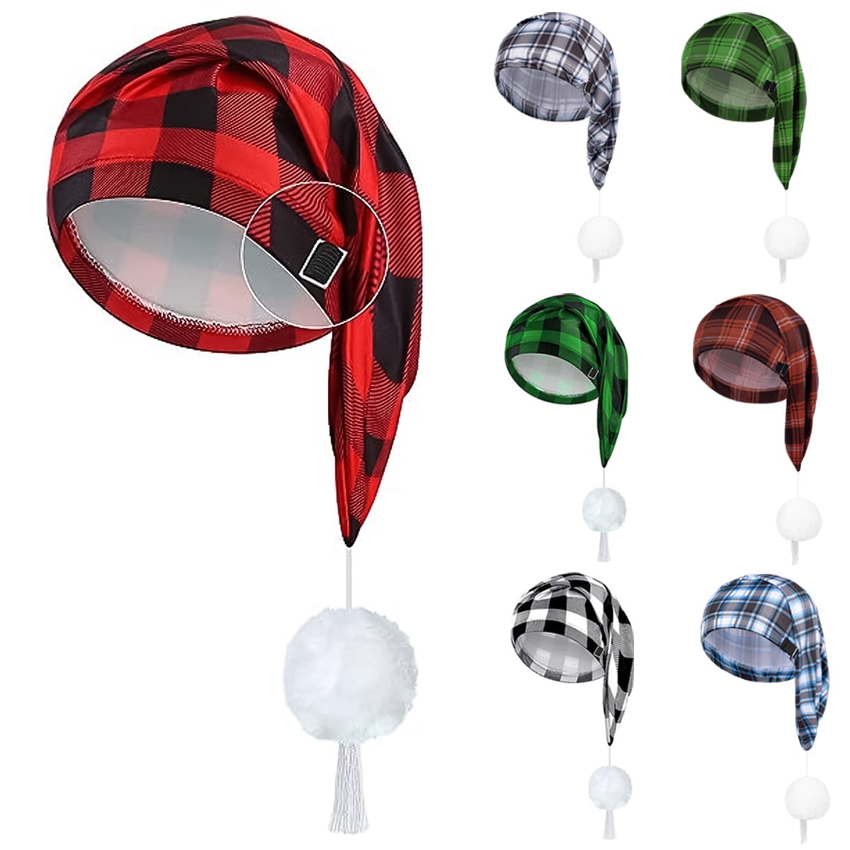 Dalrosia Sleeping Cap for Men Adjustable Sleep Cap Men Buffalo Plaid ...