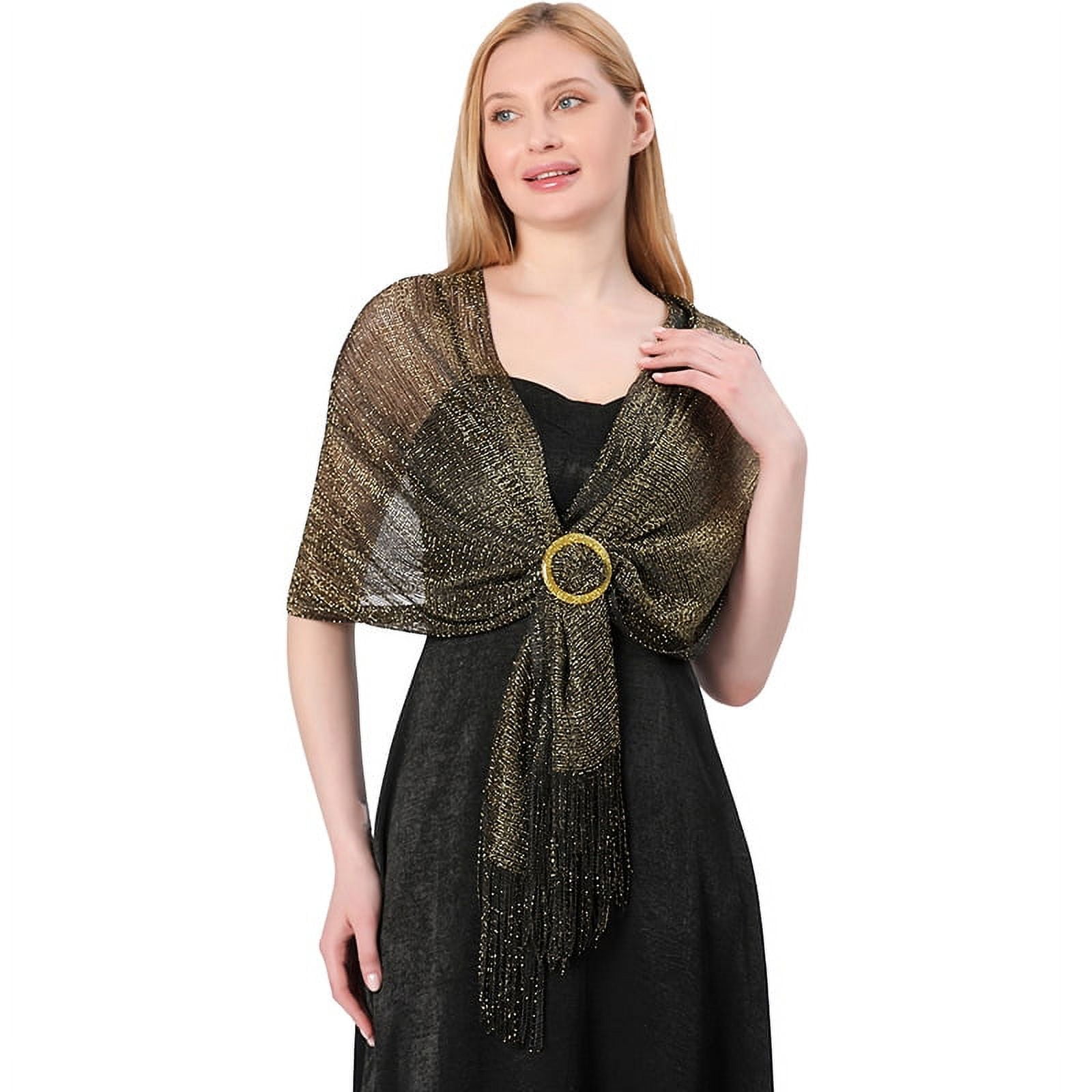 Dalrosia Sparkling Metallic Shawls and Wraps with Buckle for Evening ...