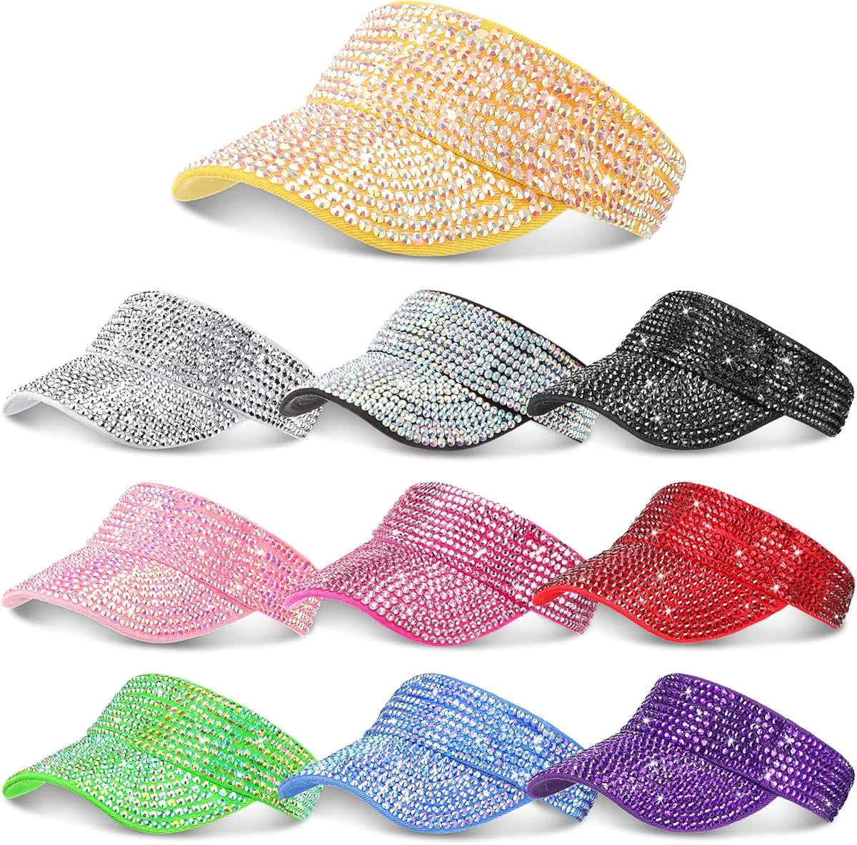Dalrosia Sun Visors Hats Women Shiny Rhinestones Men Clip On Visor Hat ...