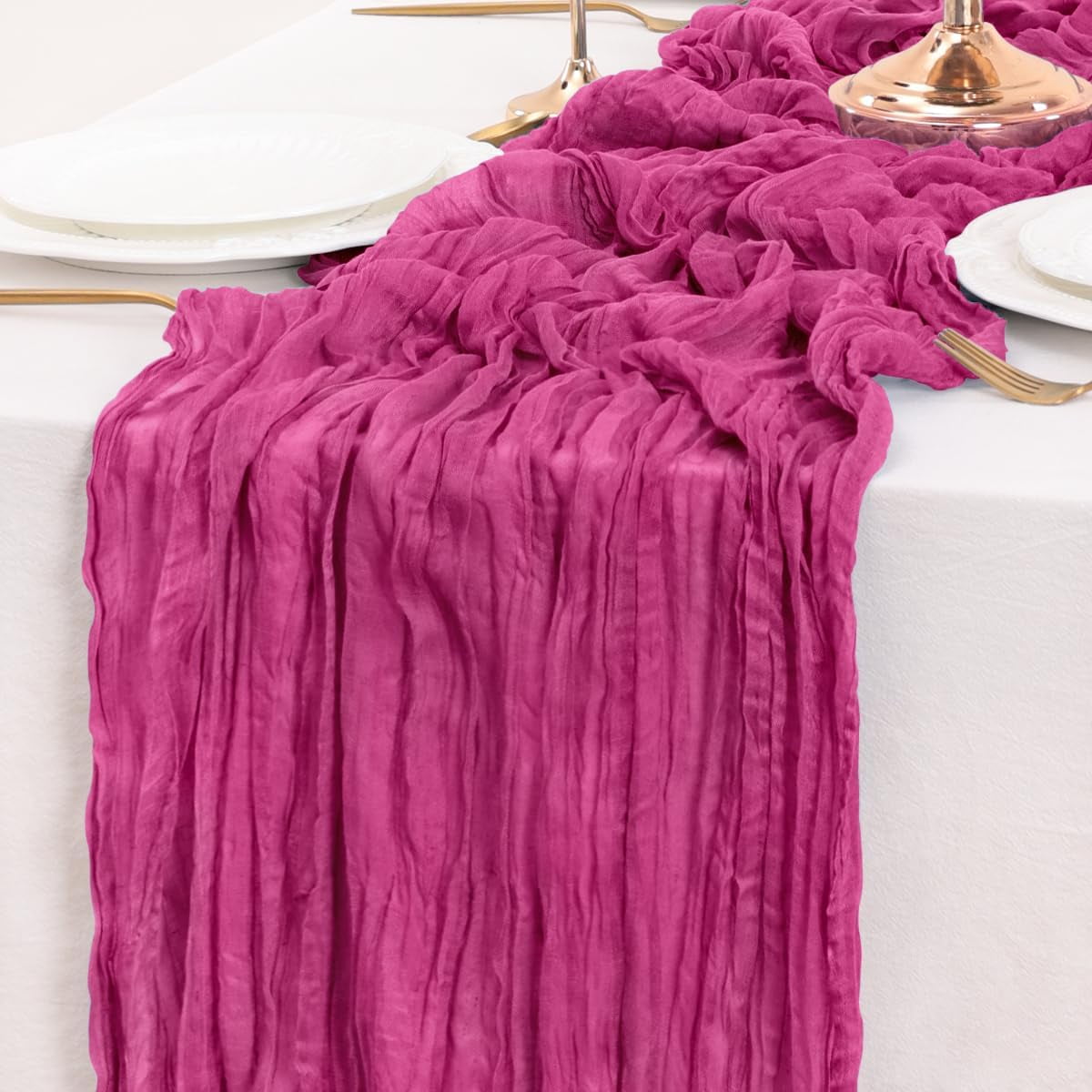 Dalrosia Table Runner Cheesecloth 6FT Boho Gauze Fabric Rustic Sheer ...
