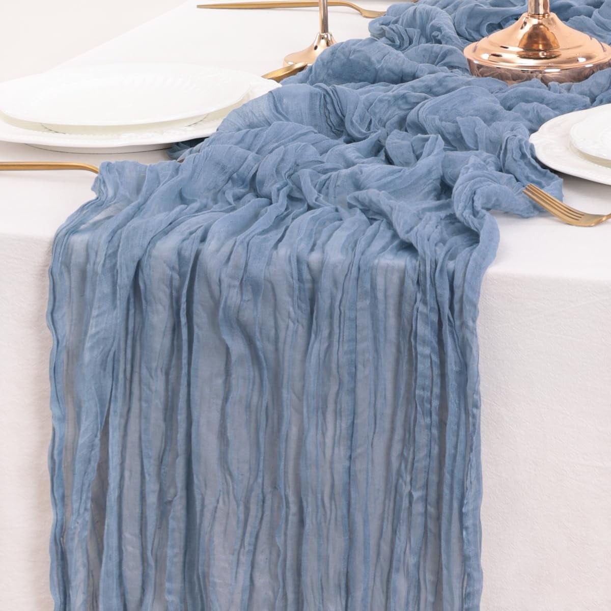 Dalrosia Table Runner Cheesecloth 6FT Boho Gauze Fabric Rustic Sheer ...