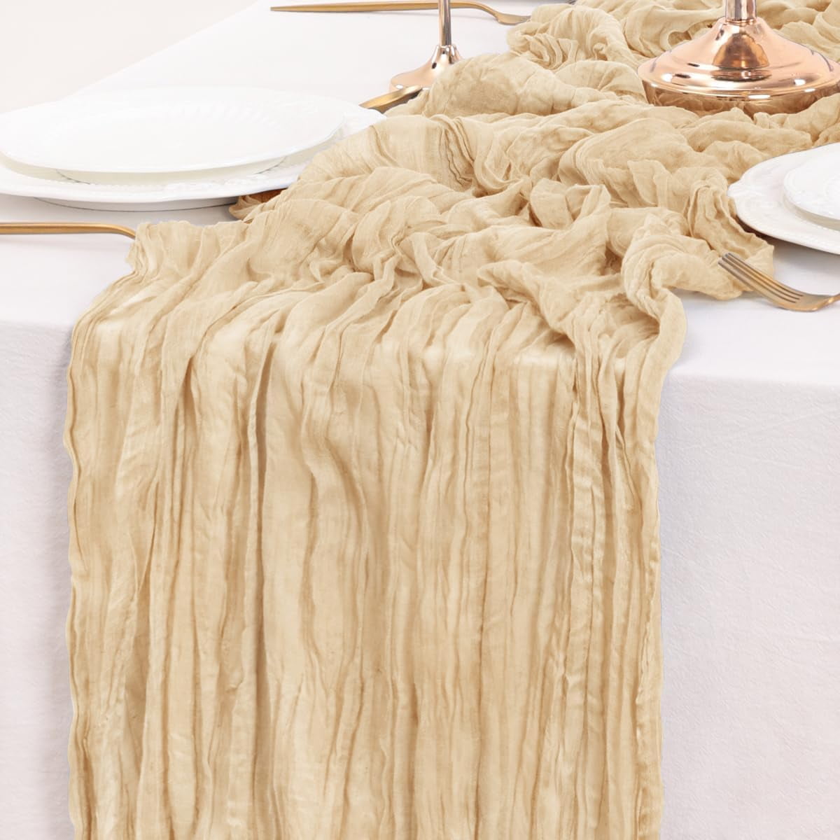 Dalrosia Table Runner Cheesecloth 6FT Boho Gauze Fabric Rustic Sheer ...