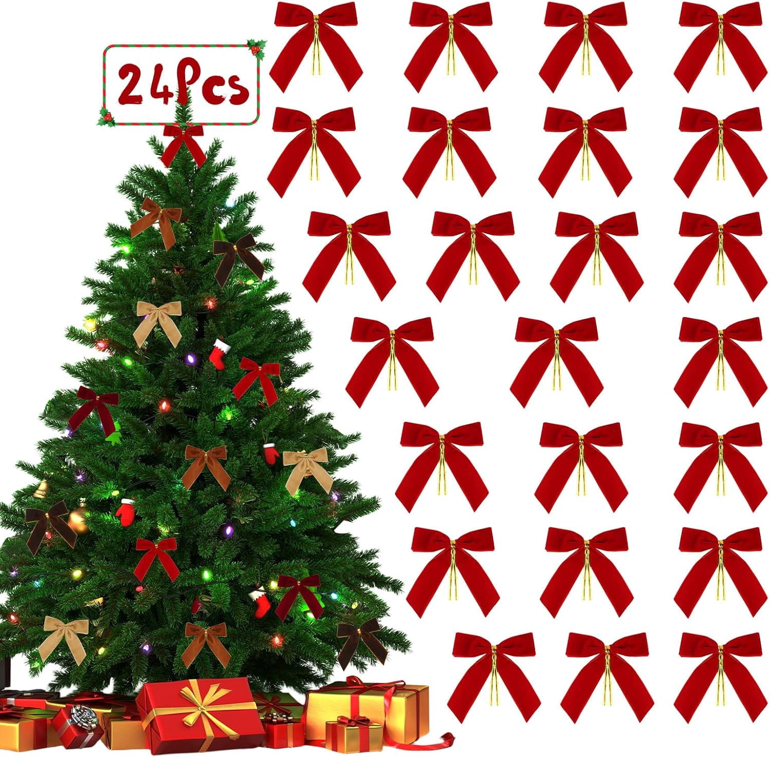 Dalrosia Velvet Christmas Bows for Christmas Tree, Wreath, Gift ...