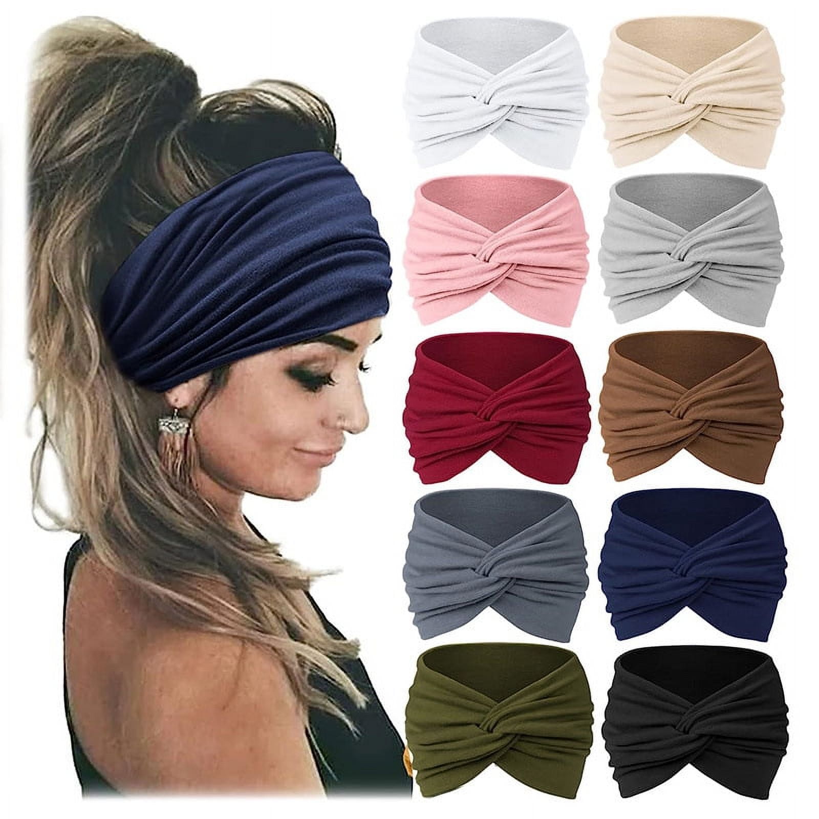 Dalrosia Wide Bandana Headbands for Women Twist Boho Headbands Stretchy ...