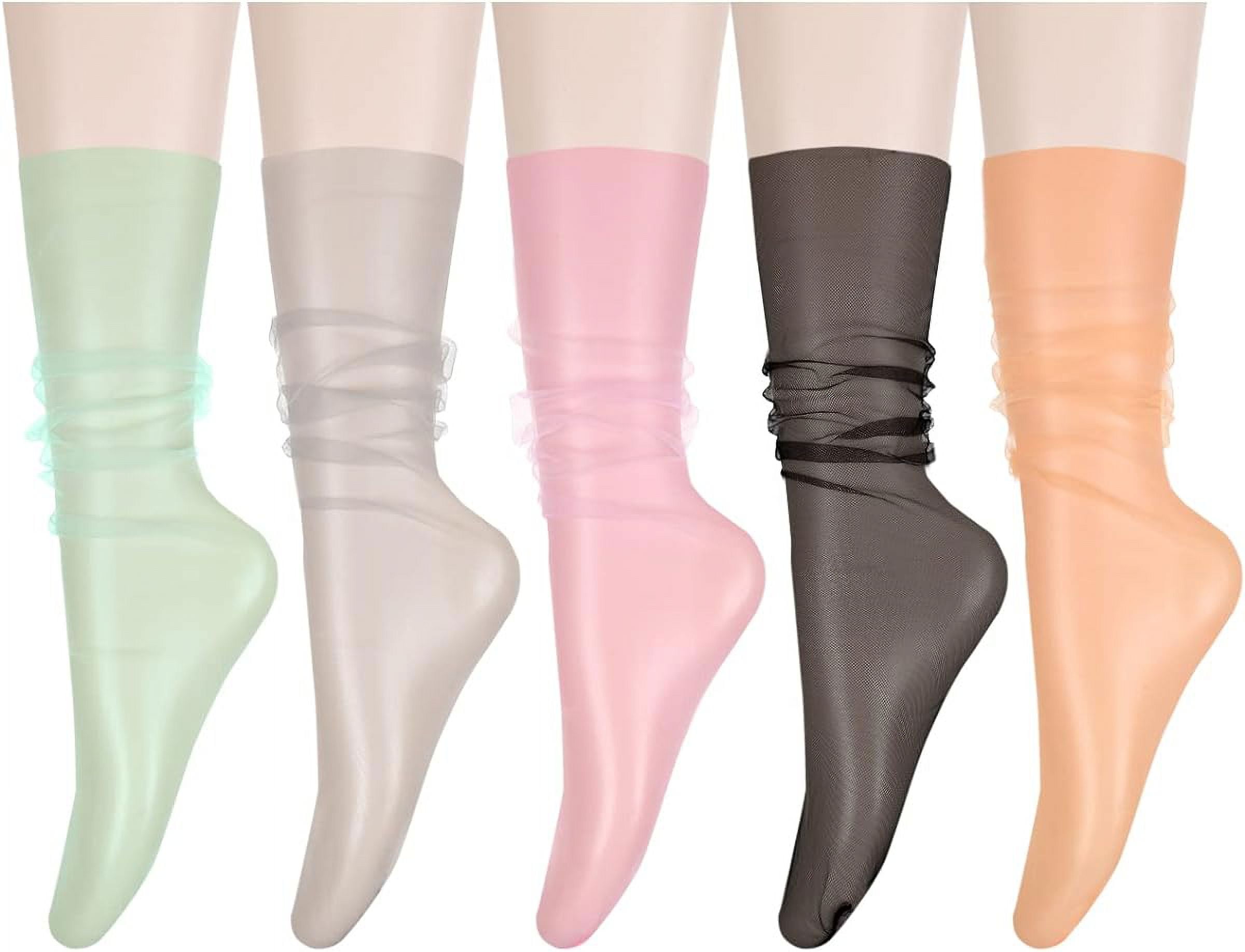 Dalrosia Women Girls Lace Socks Sheer Loose Socks Decorated Mesh Tulle ...