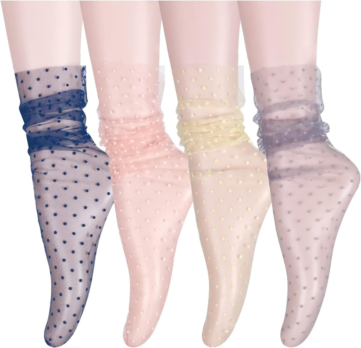 Dalrosia Women Girls Lace Socks Sheer Loose Socks Decorated Mesh Tulle ...
