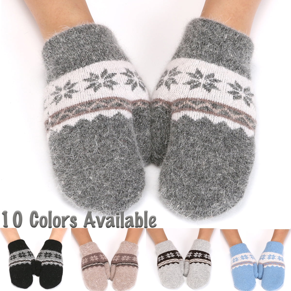 Dalrosia Women Winter Mittens Warm Cozy Wool Knit Thick Fleece Drive ...