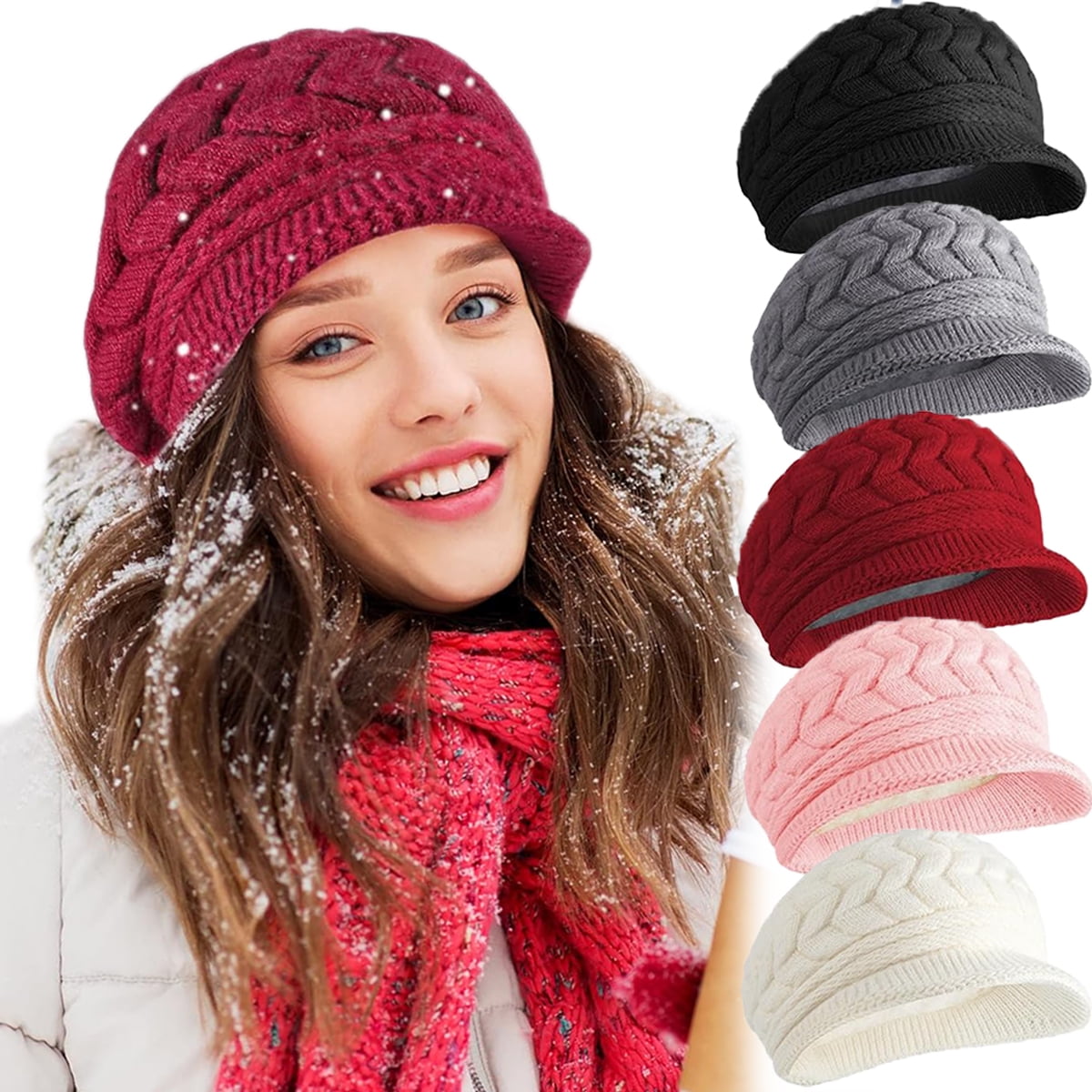 Dalrosia Women Winter Warm Knit Hat Slouchy Beanie Cap Wool Snow Ski ...