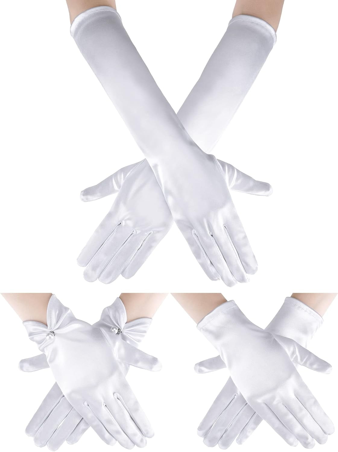 Dalrosia Women’s Wedding Gloves Lace Gloves Satin Bridal Gloves Floral ...