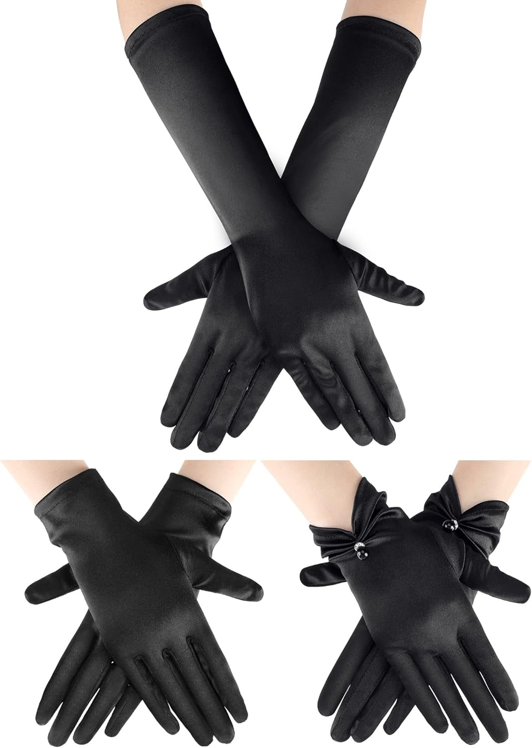 Dalrosia Women’s Wedding Gloves Lace Gloves Satin Bridal Gloves Floral ...