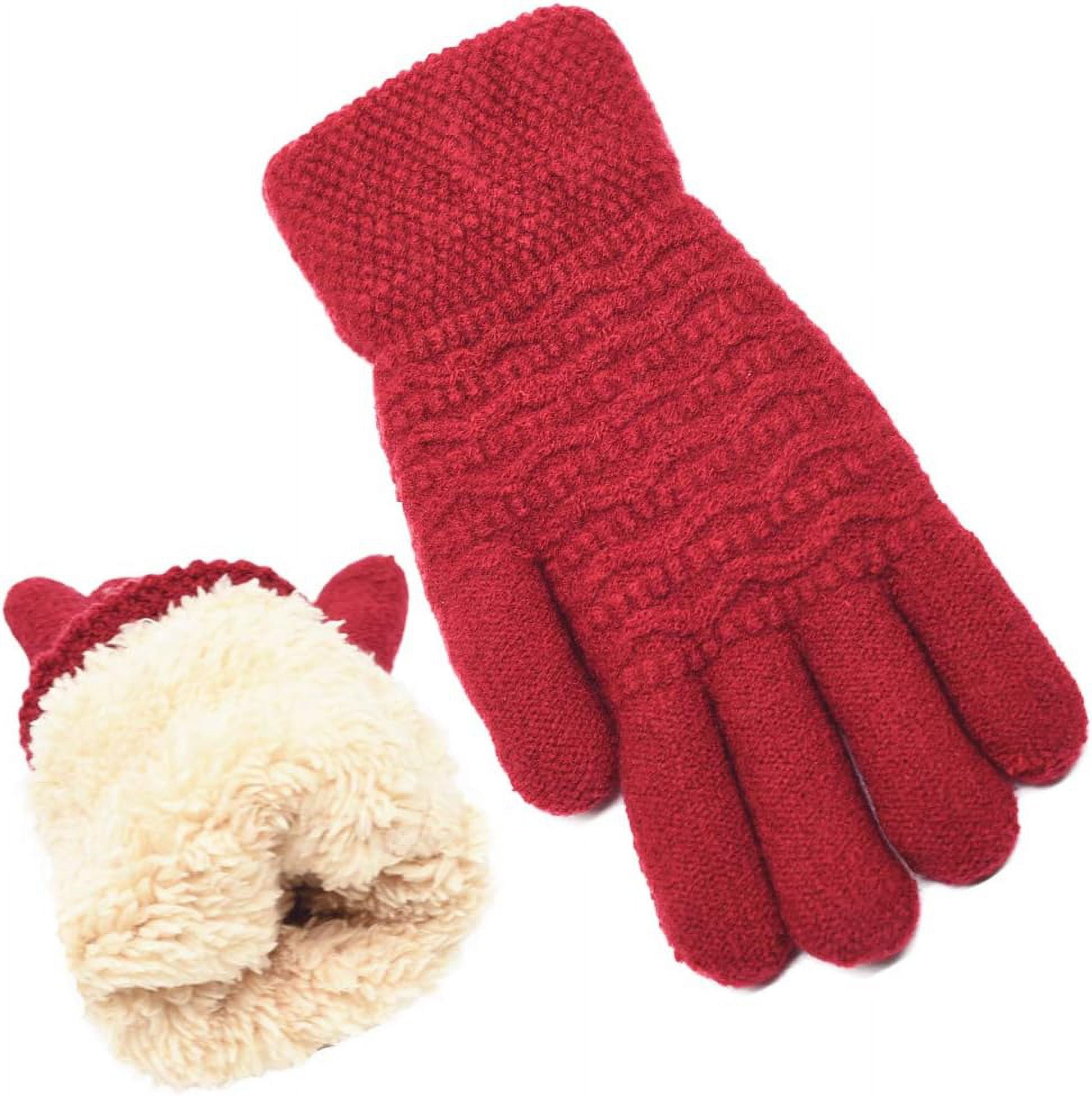 Dalrosia Women's Winter Warm Touch Screen Gloves Womens Thermal Cable Knit Wool Fleece Lined ...
