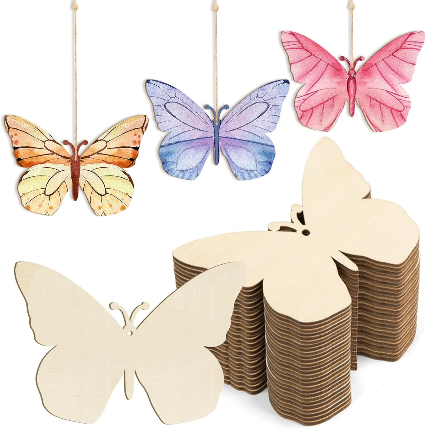 Dalrosia Wooden Butterfly Ornaments to Paint Easter Decoration Cutouts ...