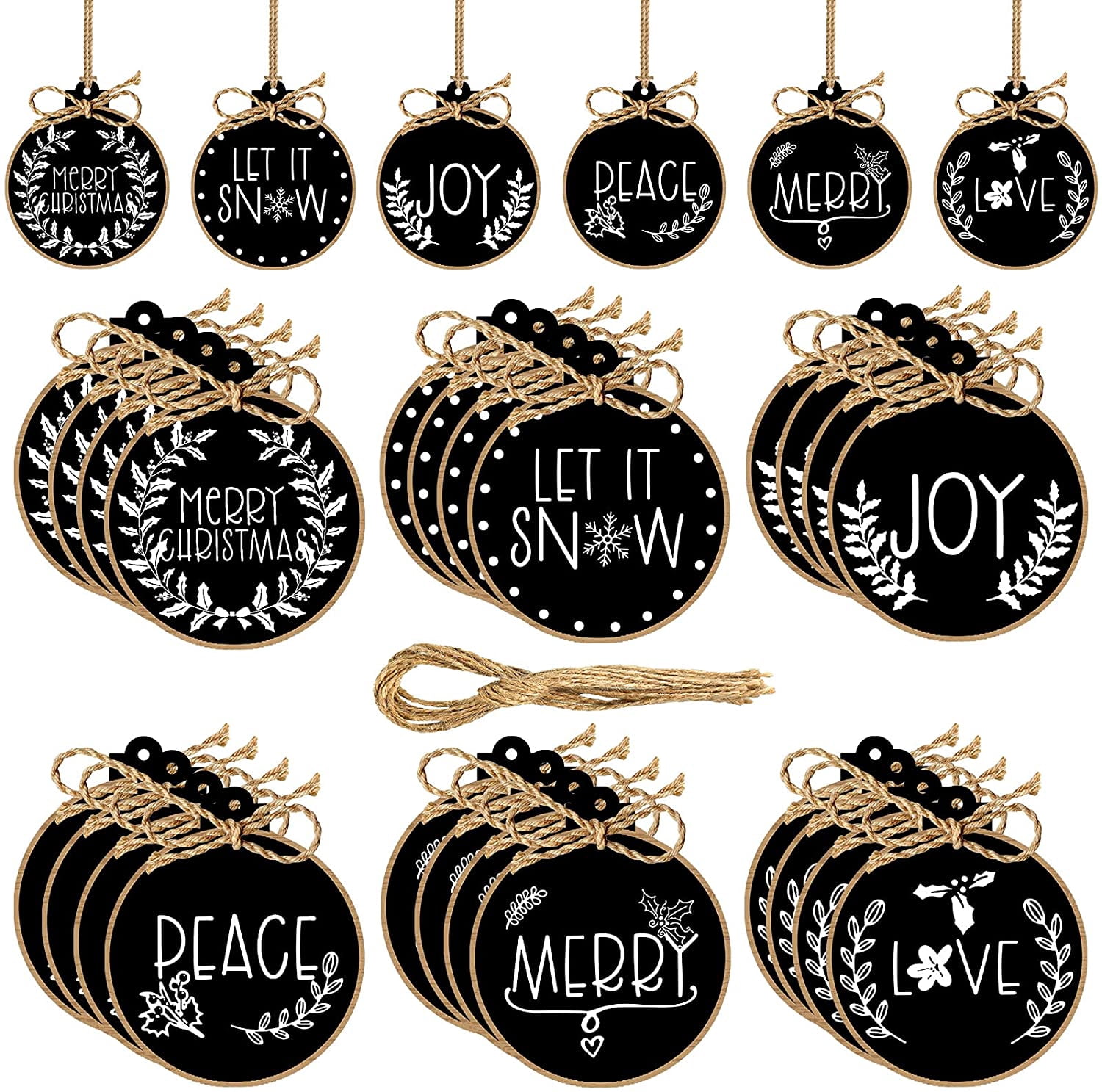 Dalrosia Wooden Christmas Ornaments Hemp Rope Wood Slices Painted ...