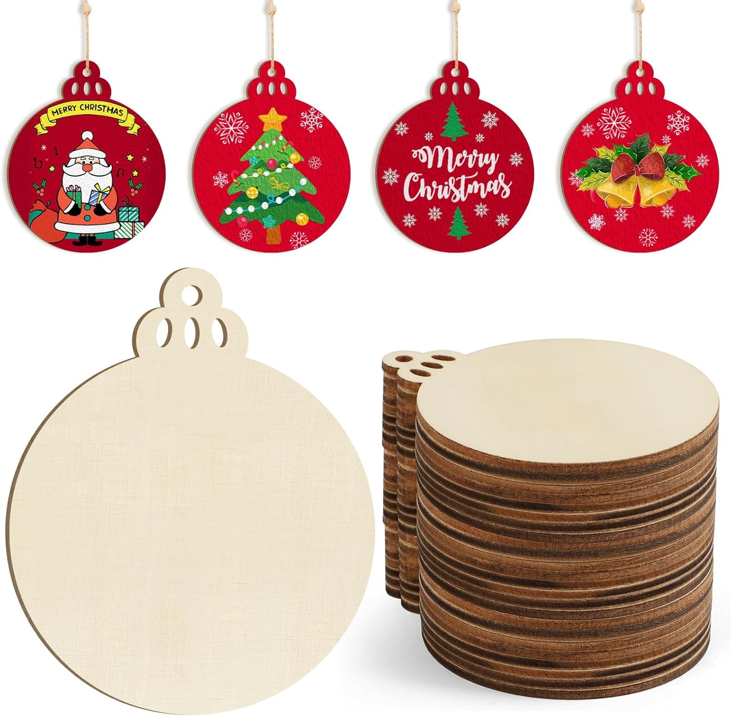 Dalrosia Wooden Christmas Ornaments to Paint Christmas Bell Decoration ...