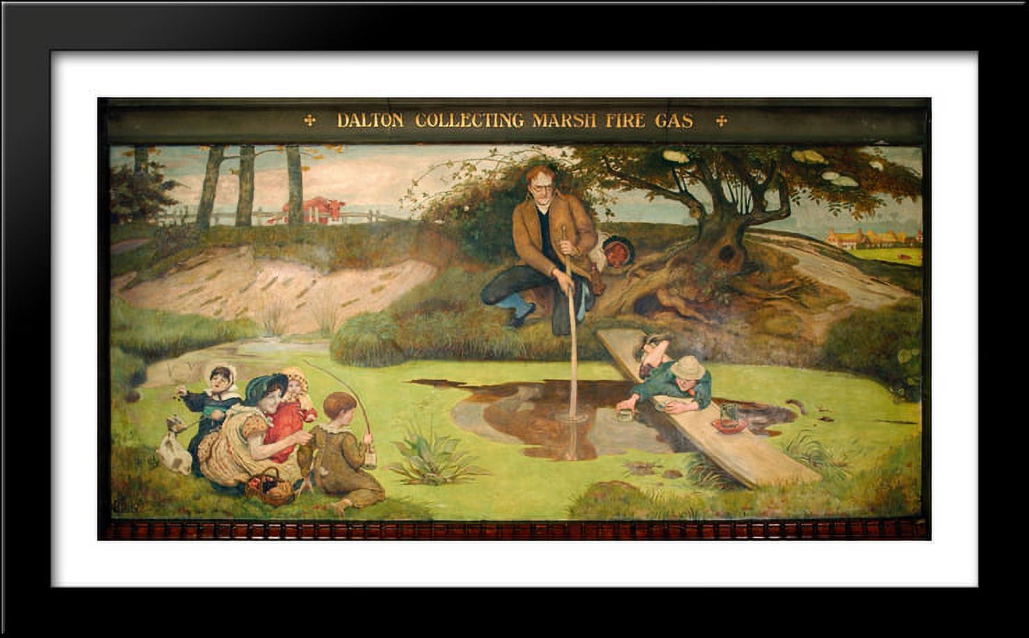 Dalton Collecting Marsh Fire Gas 40x24 Large Black Wood Framed Print ...