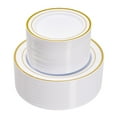 Daluvenix 100 Pcs Gold Plastic Plates for 50 Guests, Clear Gold Rimmed ...