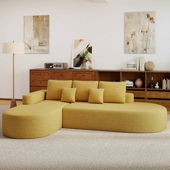 Daluvenix 112" L Shaped Modern Modular Sectional Curved Sofa Minimalist ...